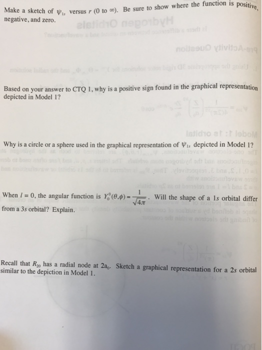 Solved Model 1: 1s orbital The one-electron wavefunctions, | Chegg.com