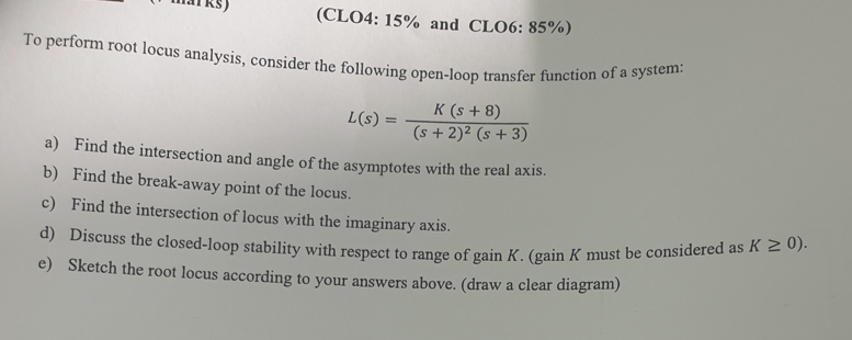 Solved To perform root locus analysis, consider the | Chegg.com