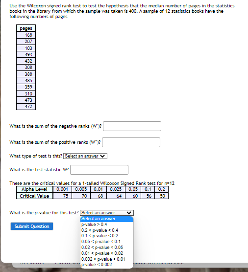 Solved Use the Wilcoxon signed rank test to test the | Chegg.com