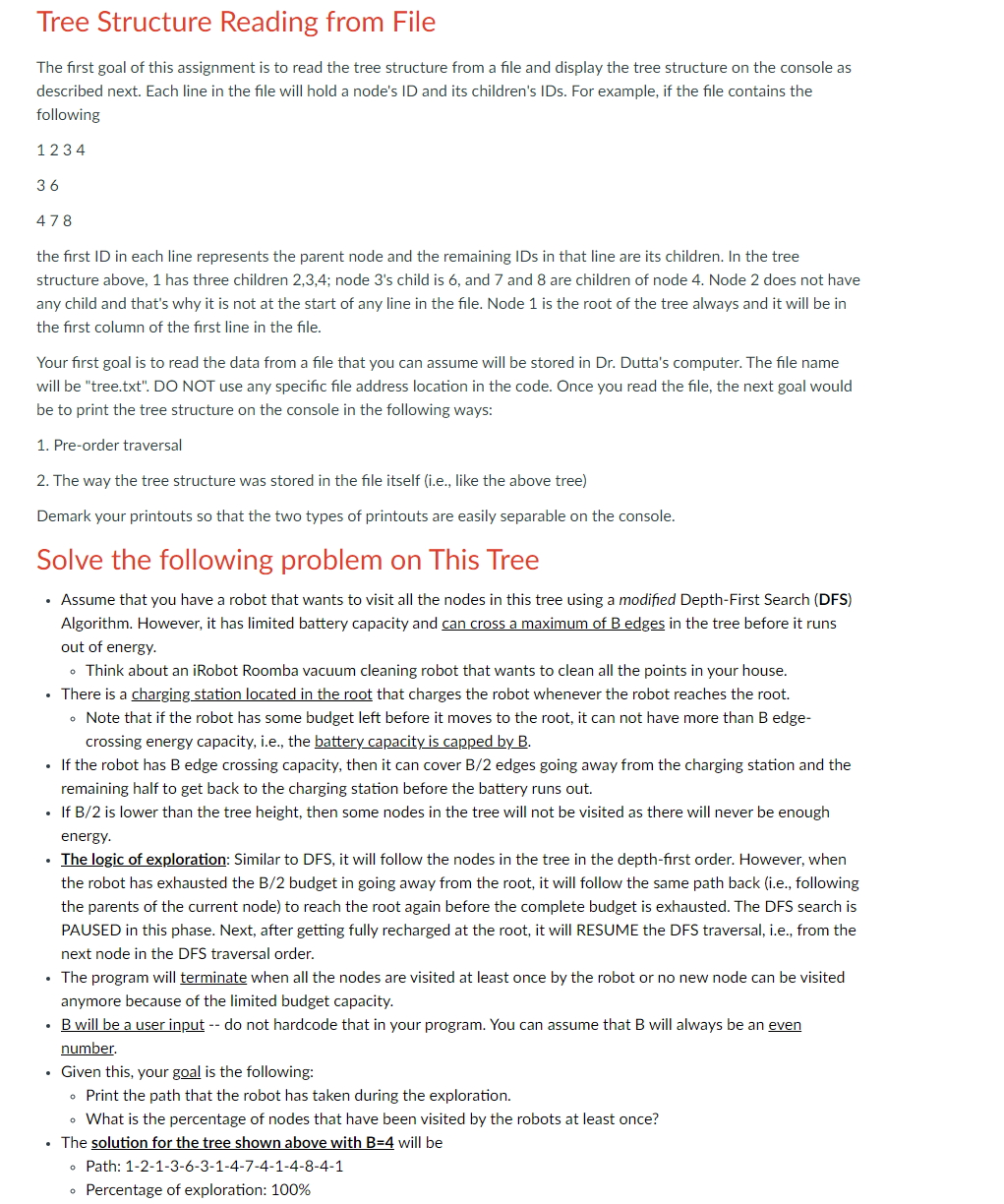 Solved Tree Structure Reading from File The first goal of | Chegg.com