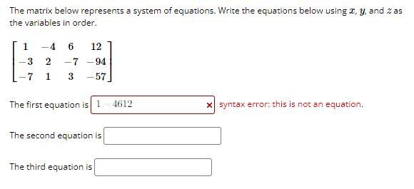 Solved The matrix below represents a system of equations. | Chegg.com