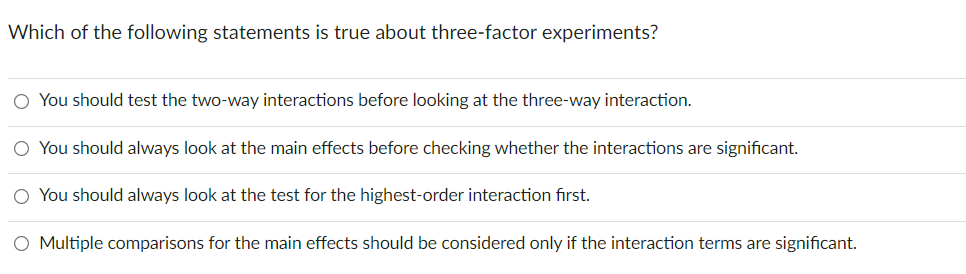 Solved Consider a three-factor experiment. Suppose Factor A | Chegg.com