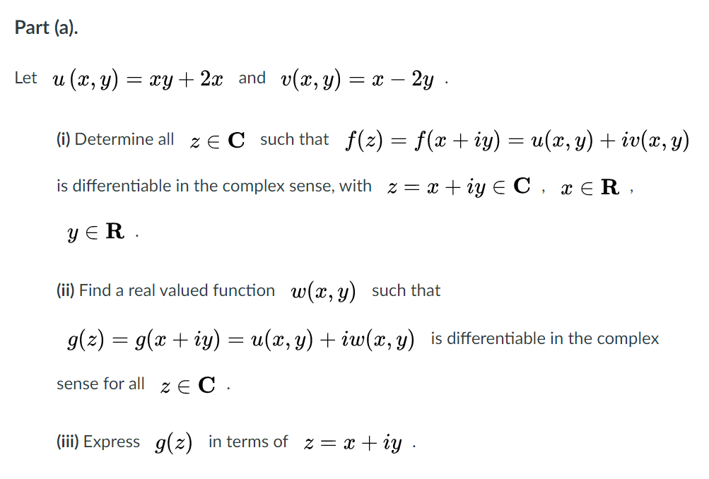 Solved Part (a). Let u (x,y) = xy + 2x and v(x, y) = x – 2y | Chegg.com