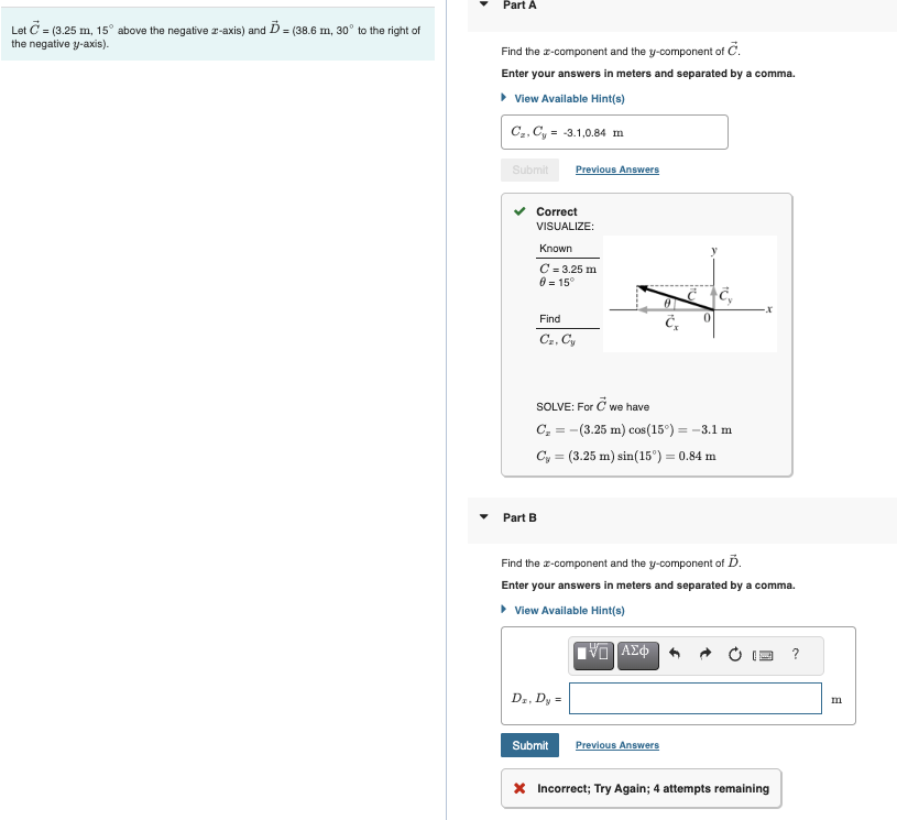 Solved Let C → = (3.25 mm, 15 above the negative x-axis) and | Chegg.com