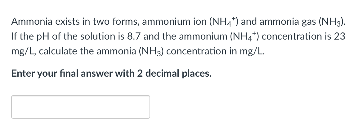 Solved Ammonia exists in two forms, ammonium ion (NH4+) and | Chegg.com