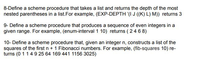 8-Define a scheme procedure that takes a list and | Chegg.com