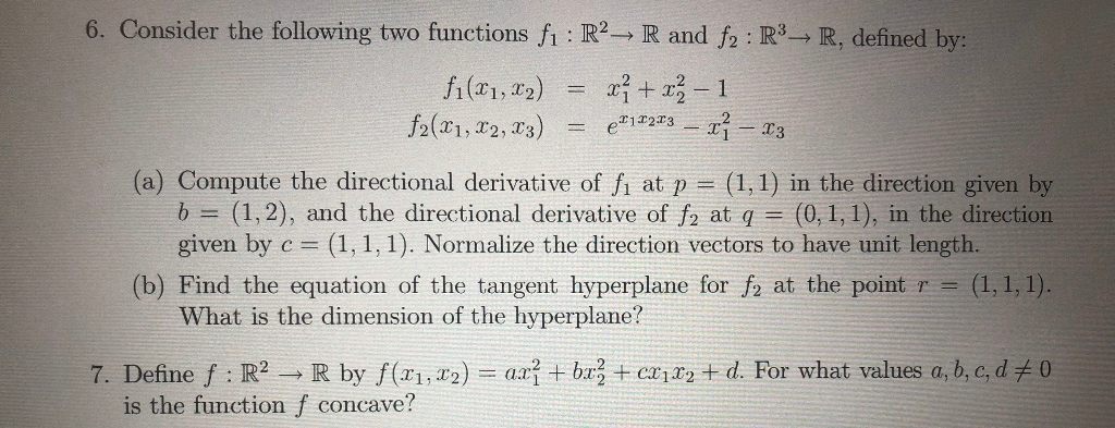 Solved 6. Consider the following two functions fi: R2— R and | Chegg.com