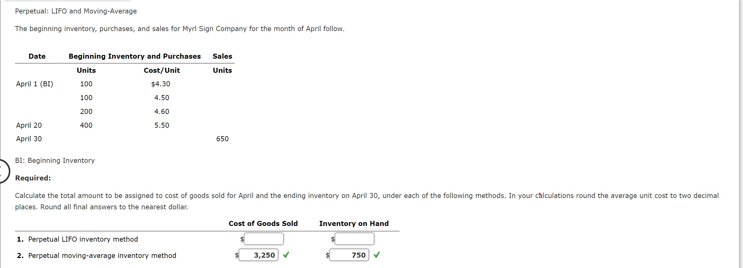 Solved Perpetual: LIFO and Moving-Average The beginning | Chegg.com
