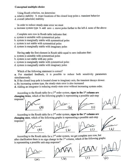 Solved Conceptual multiple-choice Using Routh criterion, we | Chegg.com