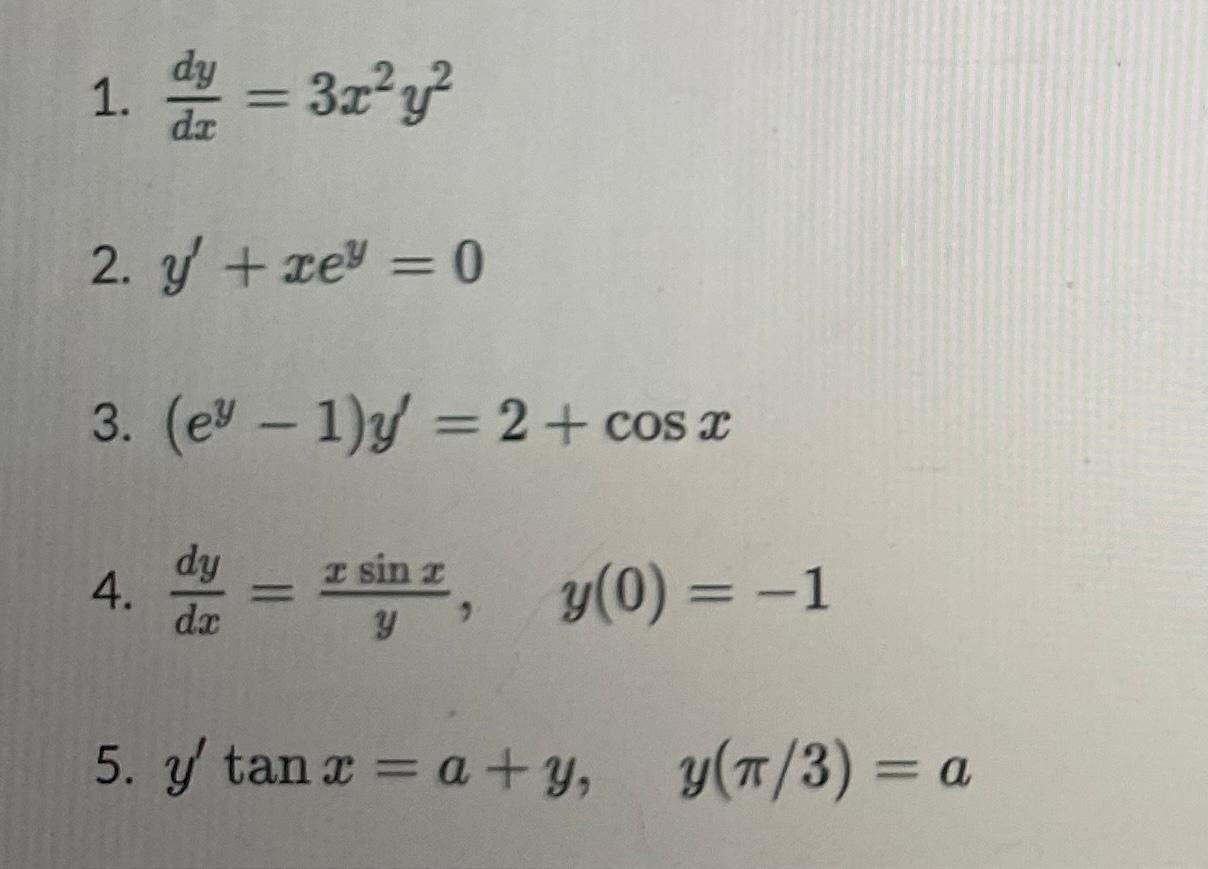 Solved Solve the following Ordinary Differential Equations | Chegg.com