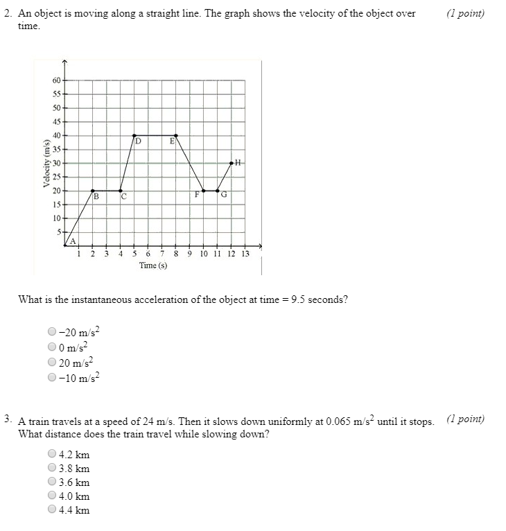 Solved 2. An object is moving along a straight line. The | Chegg.com