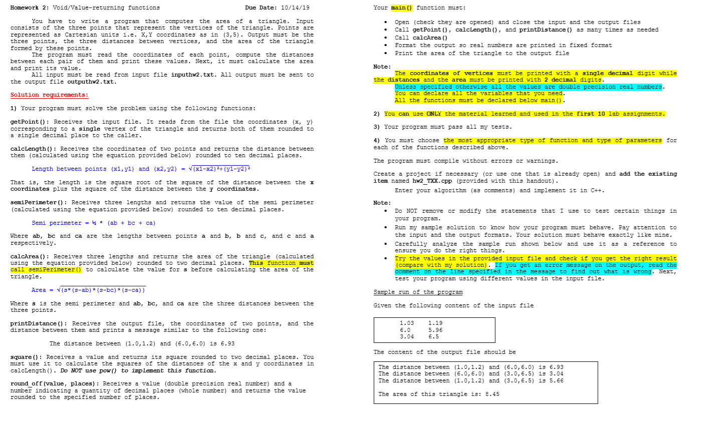 Solved Homework 2: Void/Value-returning functions Due Date: | Chegg.com