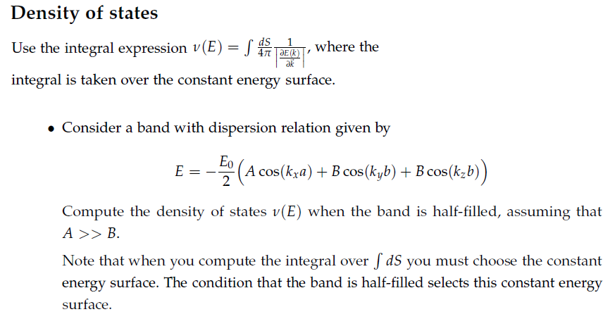 Solved Density of states Use the integral expression v(E) | Chegg.com