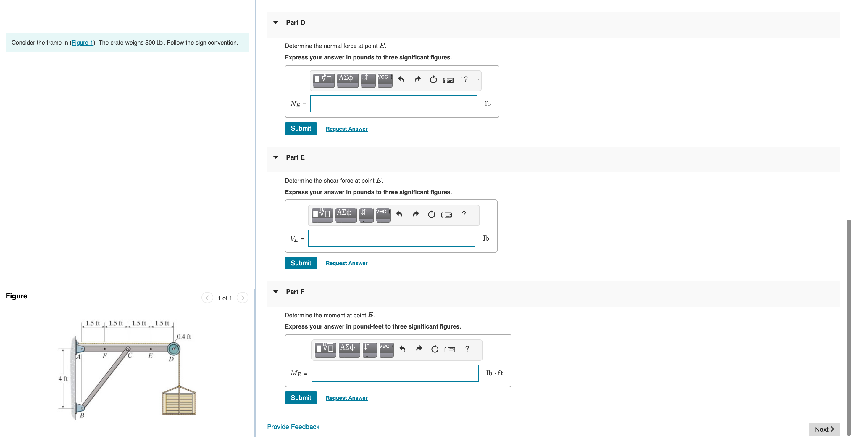 Solved Consider the frame in (Figure 1). The crate weighs | Chegg.com