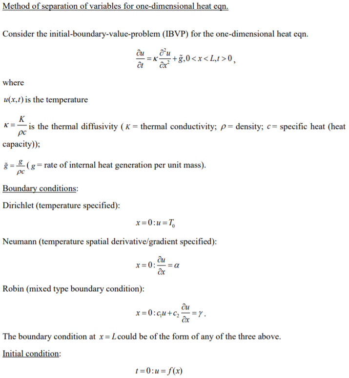 Solved Method of separation of variables for one-dimensional | Chegg.com