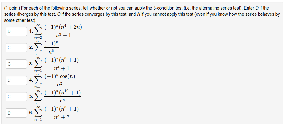 Solved For each of the following series, tell whether or not | Chegg.com