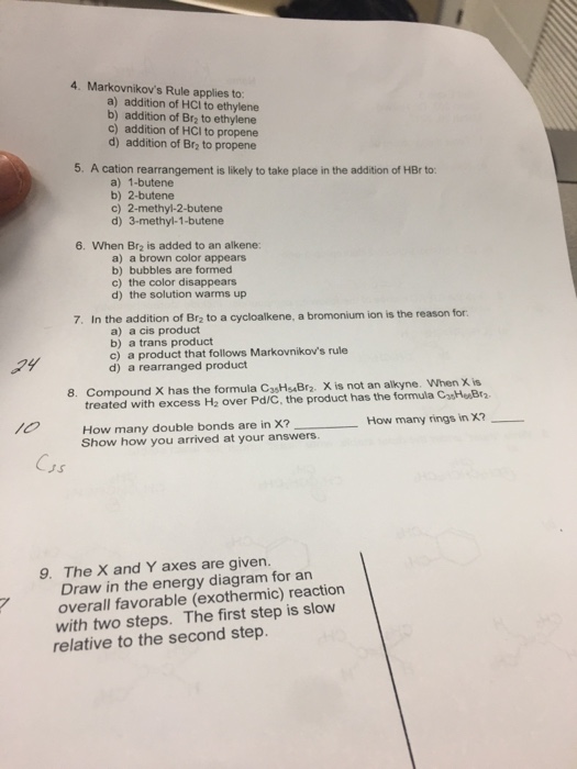 Solved Markovnikov's Rule applies to: a) addition of HCl to | Chegg.com