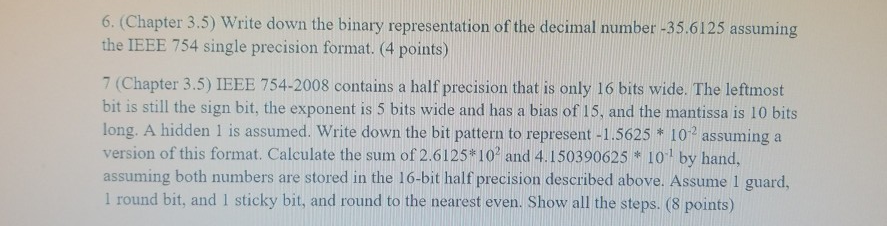 Solved 6. (Chapter 3.5) Write down the binary representation | Chegg.com