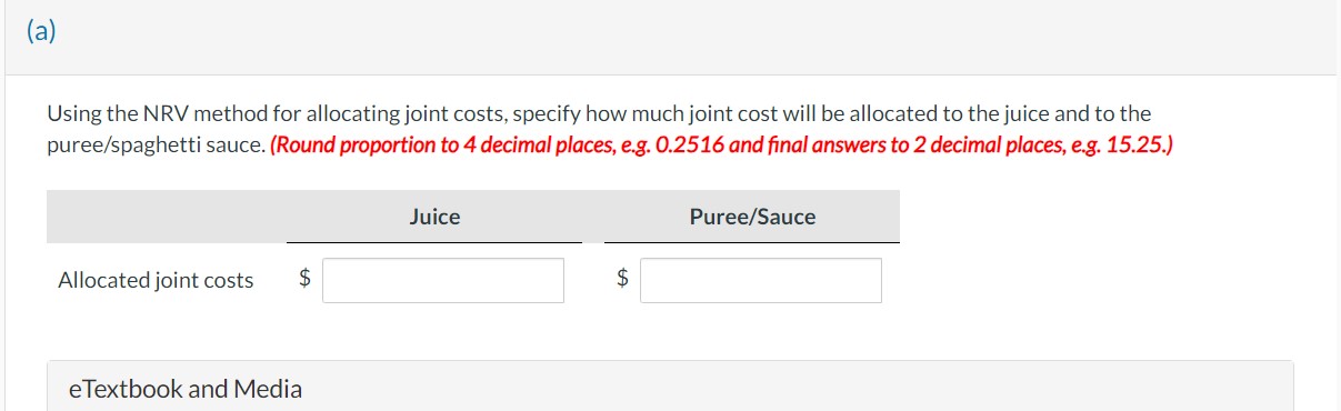 Solved Blue \& Sons produces tomato juice and tomato puree | Chegg.com