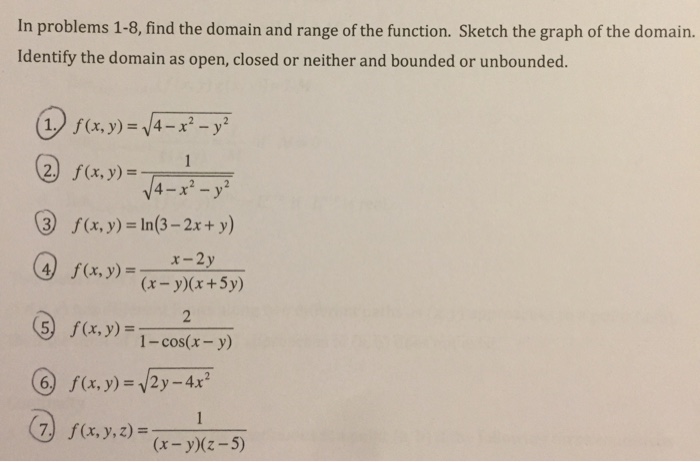 Solved In problems 1-8, find the domain and range of the | Chegg.com