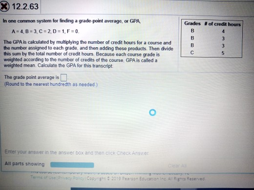 Solved X 12.2.63 Grades of credit hours In one common system | Chegg.com