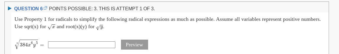 Solved QUESTION 6 POINTS POSSIBLE: 3. THIS IS ATTEMPT 1 OF | Chegg.com