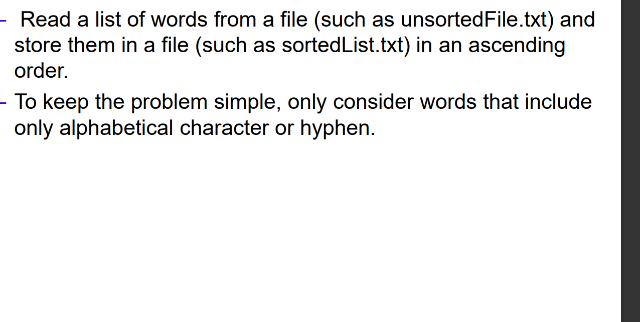 Solved Read a list of words from a file (such as | Chegg.com