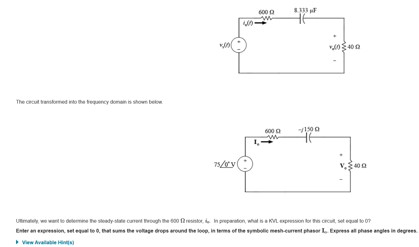 Solved Learning Goal: Use phasor techniques and the | Chegg.com