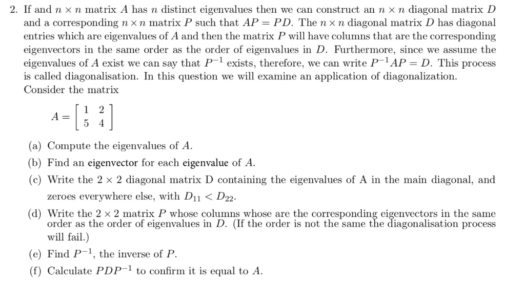 Solved 2. If and n x n matrix A has n distinct eigenvalues | Chegg.com