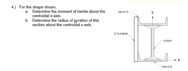 Solved 4.) For the shape shown, Determine the moment of | Chegg.com