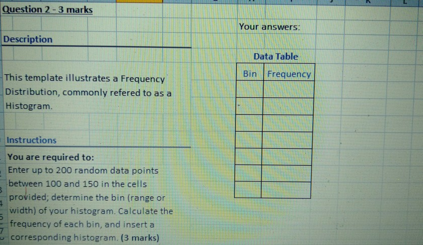 Solved Question 2 - 3 marks Your answers. Description Data | Chegg.com