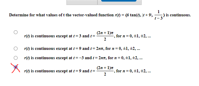 Solved Determine for what values of t the vector-valued | Chegg.com