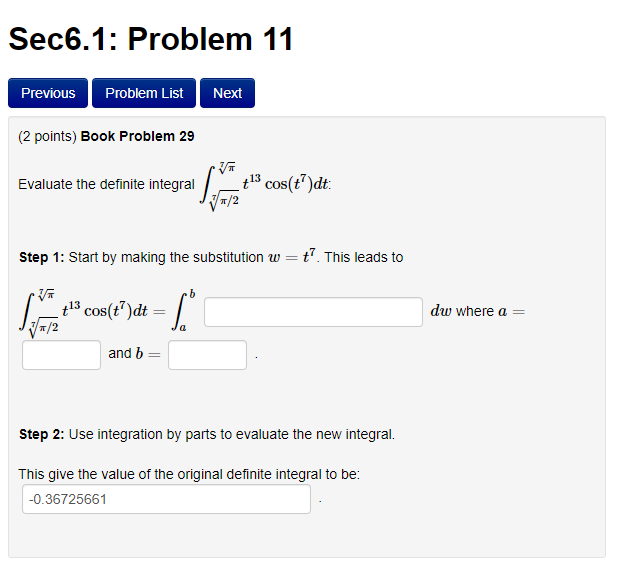 Solved Sec6.1: Problem 7 Previous Problem List Next (2 | Chegg.com