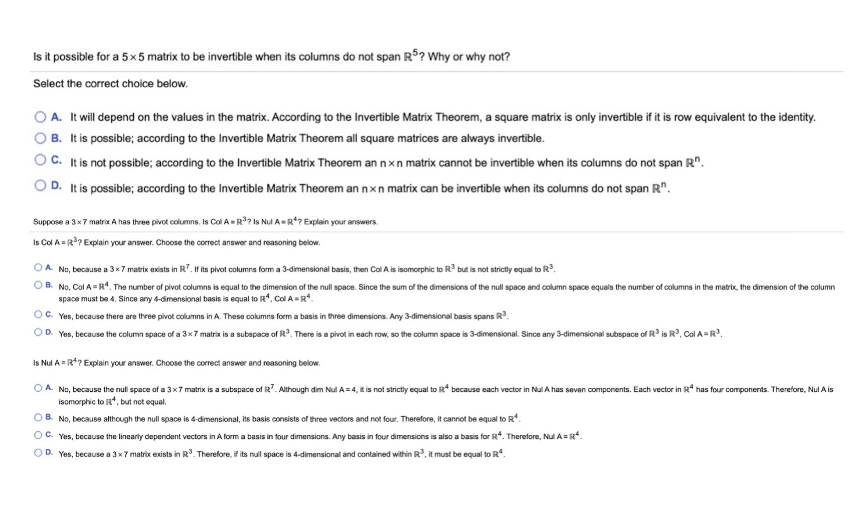 Solved Is It Possible For A 5x5 Matrix To Be Invertible When Chegg Solved Is It Possible For A 5x5 Matrix To Be Invertible When Chegg