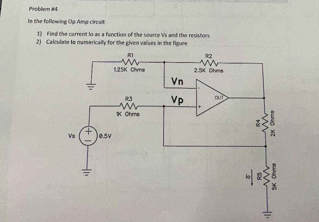 Solved In the following Op Amp circuit 1) Find the current | Chegg.com