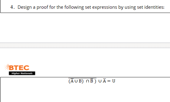 4. Design a proof for the following set expressions | Chegg.com