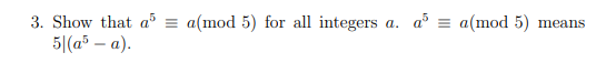 Solved a(mod 5) for all integers a. a = a(mod 5) means 3. | Chegg.com