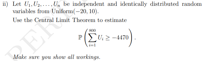Solved ii) Let U1, U2,...,Un be independent and identically | Chegg.com