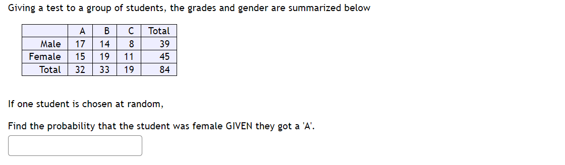 Solved If one student is chosen at random, Find the | Chegg.com