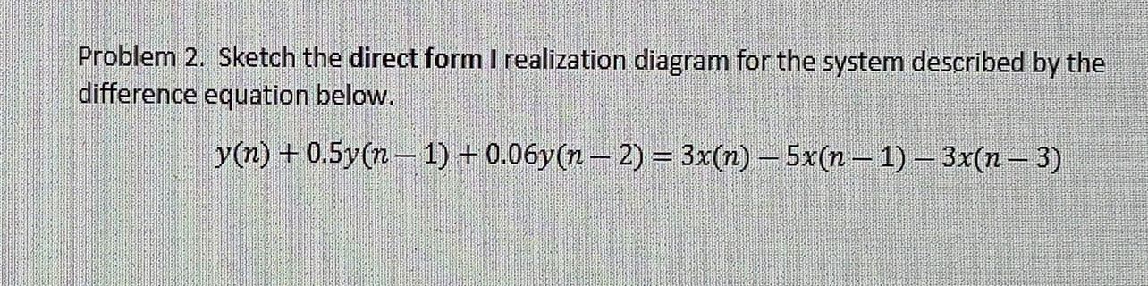 Solved Problem 2. Sketch the direct form 1 realization | Chegg.com