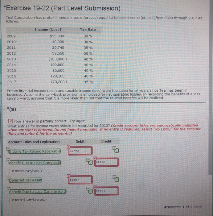 Solved Exercise 19-22 (Part Level Submission) Teal | Chegg.com