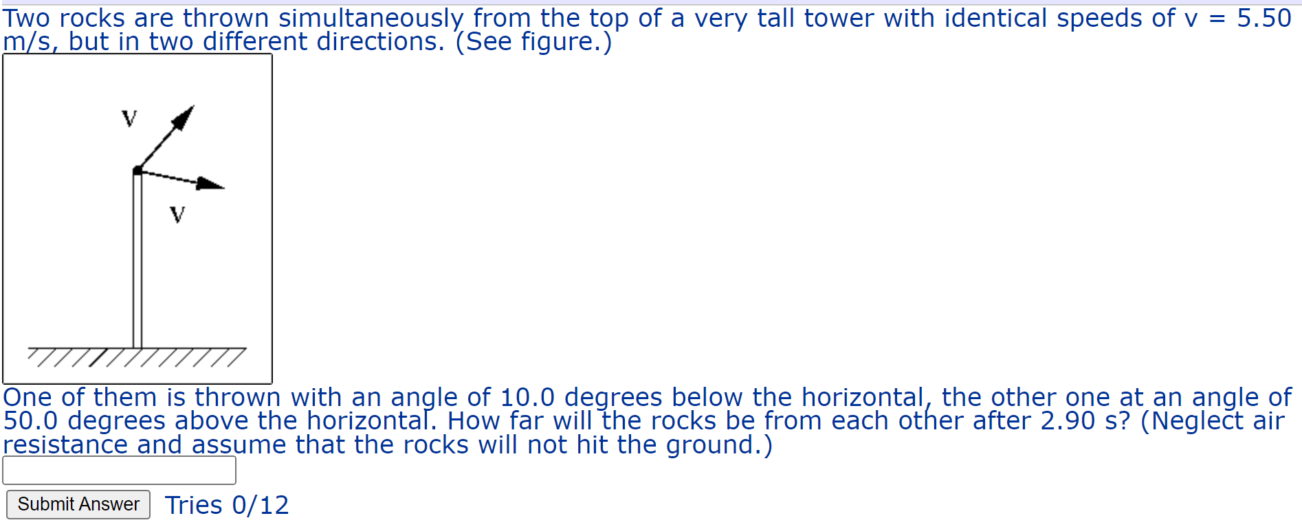 Solved Two rocks are thrown simultaneously from the top of a | Chegg.com