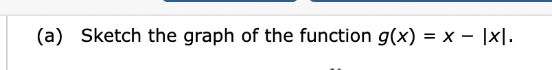 Solved (a) Sketch the graph of the function g(x)=x−∣x∣.(b) | Chegg.com