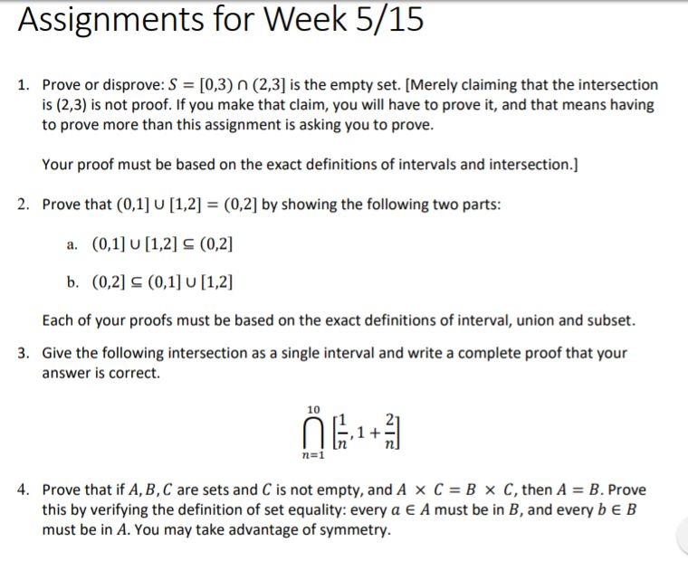 Solved Assignments for Week 5/15 1. Prove or disprove: S | Chegg.com