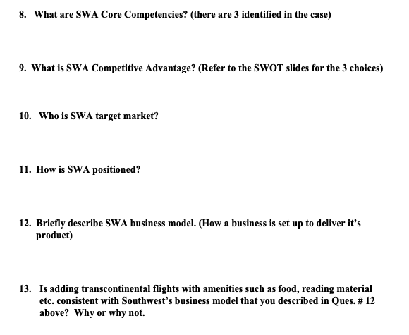 Solved 8. What are SWA Core Competencies? (there are 3 | Chegg.com
