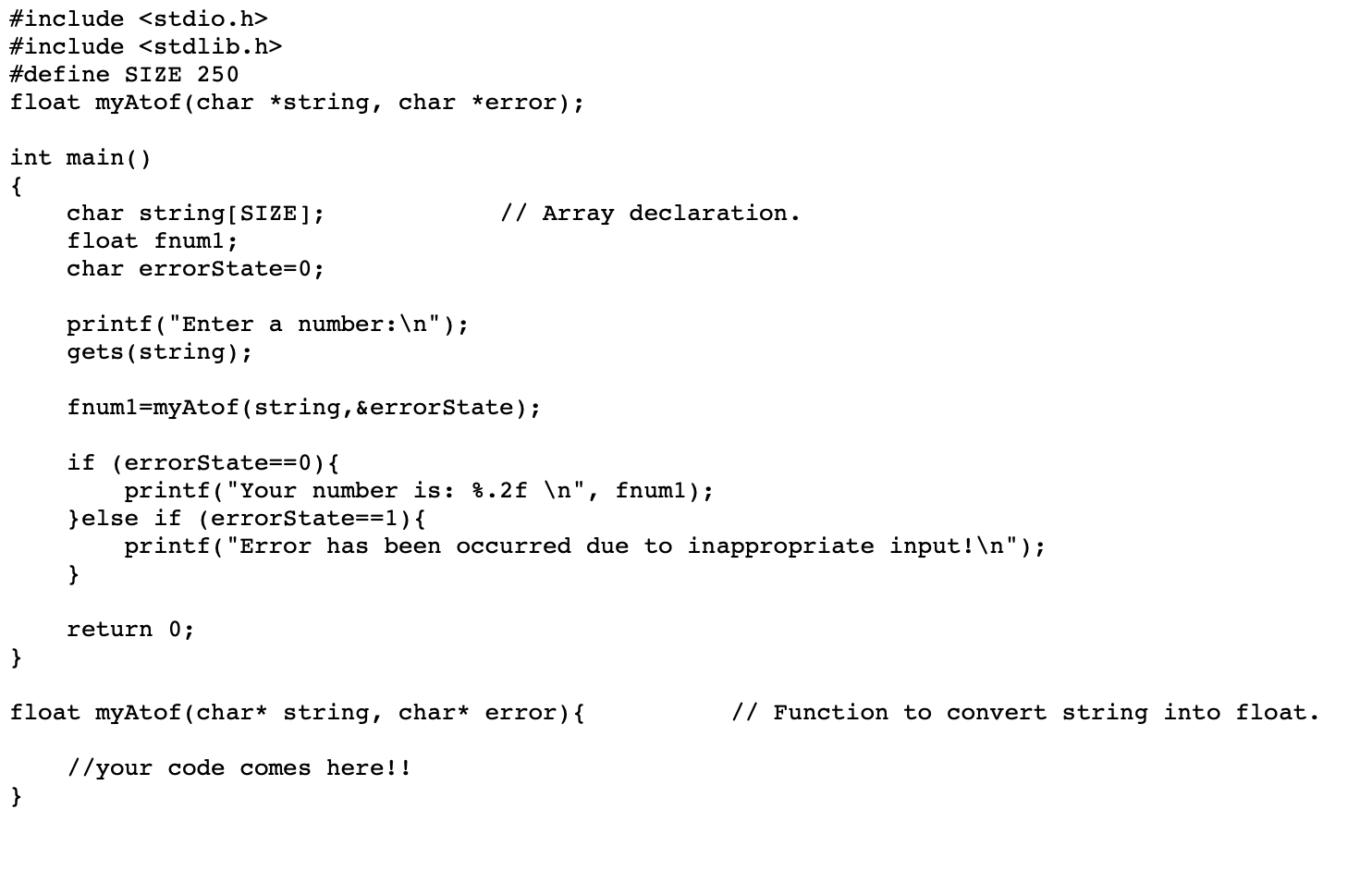 Solved Atof Is A Function In The C Programming Language That