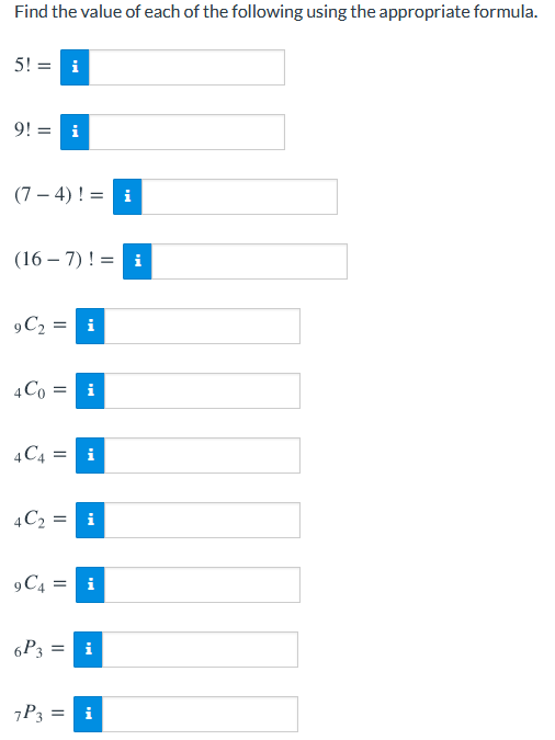 Solved Find the value of each of the following using the | Chegg.com