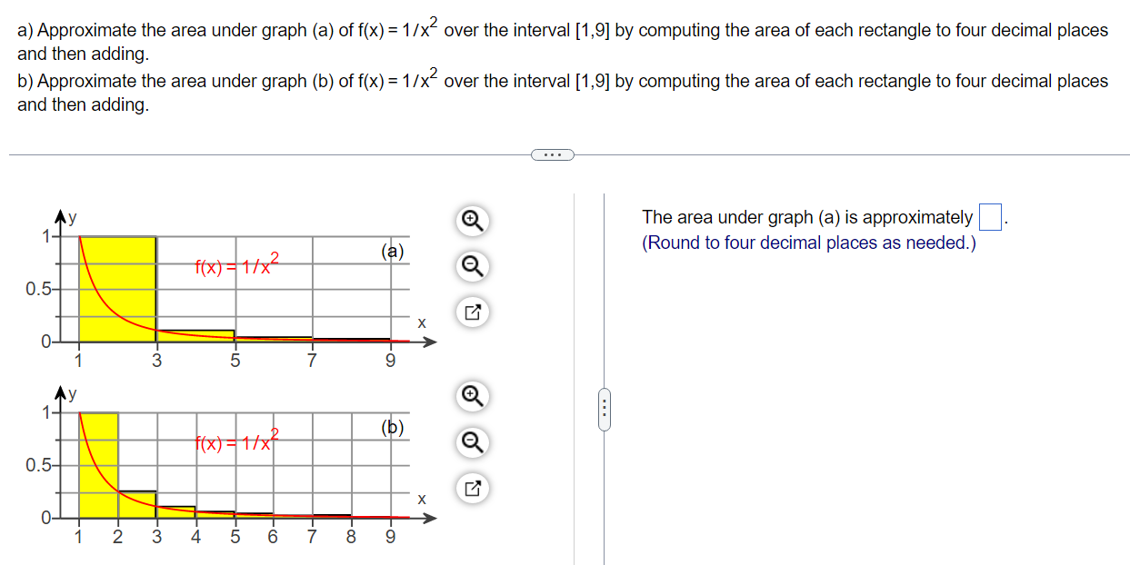 Solved a) Approximate the area under graph (a) of f(x)=1/x2 | Chegg.com