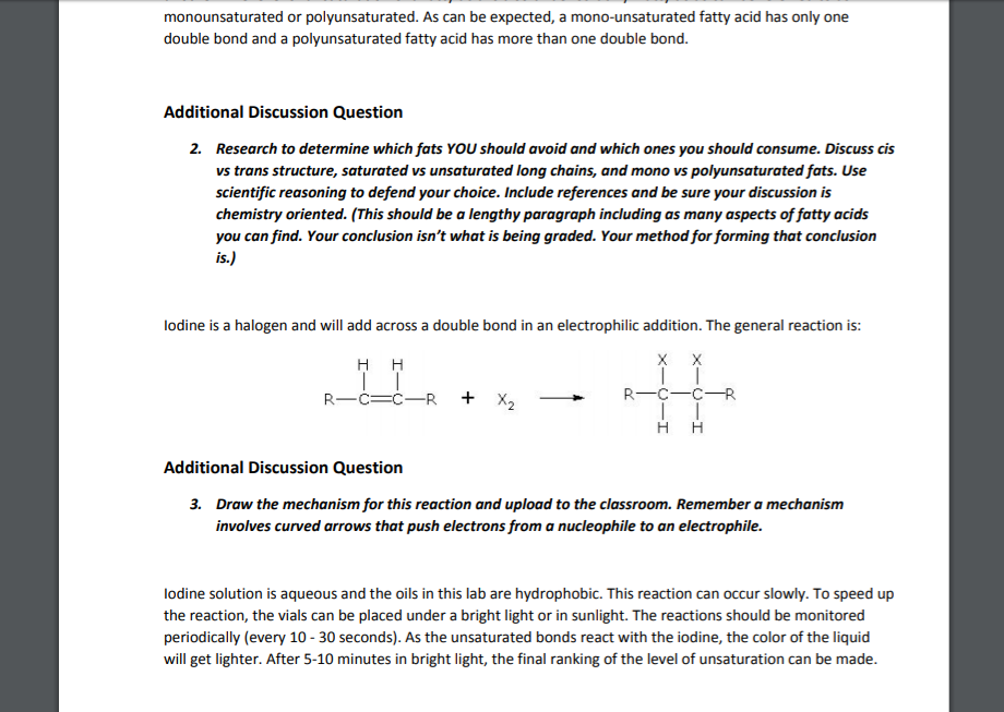 Solved Unit 7 Lab: Unsaturation Identification Introduction | Chegg.com