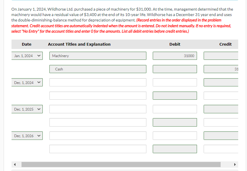 Solved On January 1 2024 Wildhorse Ltd Purchased A Piece Chegg